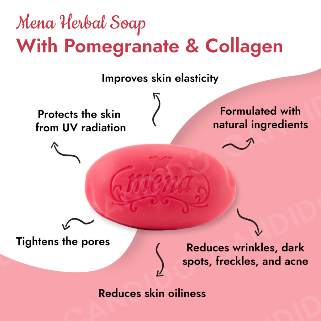 Mena Pomegranate and Collagen Herbal Soap - CandidU
